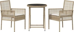 Zahradní bistro set 3 ks Béžová polyratan 3334966