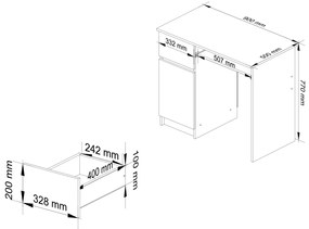 Psací stůl 90 cm Piksel levý bílý/šedý