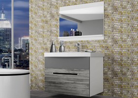 Koupelnový nábytek Belini šedý antracit Glamour Wood / šedý mat + umyvadlo + zrcadlo  ROD M 1/0/W/GW1SR/0/ZW