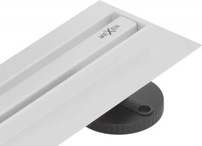 Mexen Flat nerezový sprchový žlab s rotačním 360° sifonem 60 cm, vzor SLIM, bílá, 1241060