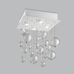 Metal Lux 254.340.01 Bolero, luxusní závěsné svítidlo, 18 kuliček čirého skla, 4x10W GU10, 40x40cm, délka závěsu: 70cm