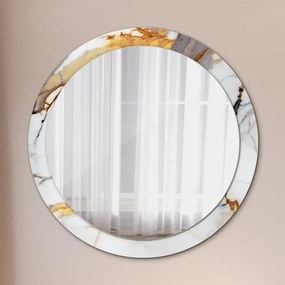 Kulaté dekorativní zrcadlo Bílý mramor fi 90 cm