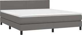Box spring postel s matrací a LED šedá 180x200 cm umělá kůže 3134121