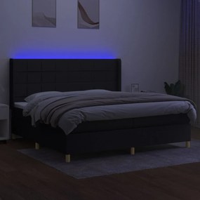 Box spring postel s matrací a LED černá 200x200 cm textil 3138903