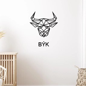 dřevo života Dřevěná samolepka znamení BÝK Zvolte rozměr (cm): 60x56, Zvolte barvu dekoru: Černá