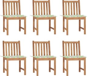vidaXL Zahradní židle s poduškami 6 ks masivní teak [3073115] Barva: Jasně zelená