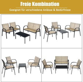 Costway 4 PCS. Sada zahradního nábytku s lavicí a 2 židlemi a konferenčním