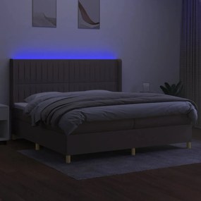 Box spring postel s matrací a LED taupe 200x200 cm textil 3139065