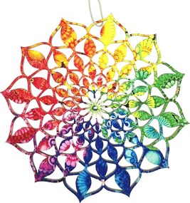 AMADEA Dřevěná dekorace mandala duhová 9cm
