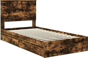 Postel s úložným prostorem se zásuvkou Kouřový dub 100 x 200 cm 3411240