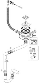 Sink Quality Argon 50, kuchyňský granitový dřez 420x420x225 mm + chromový sifon, bílá, SKQ-ARG.W.1KBO.50.X