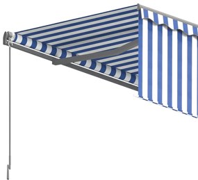 vidaXL Ručně zatahovací markýza s roletou 5 x 3 m modrobílá