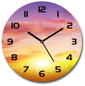 Wallmuralia Skleněné hodiny na stěnu Západ slunce fi 30 cm
