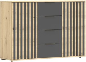 IDZ Komoda WERONA 2D4S 26, 135 cm Dub Artisan/Černá