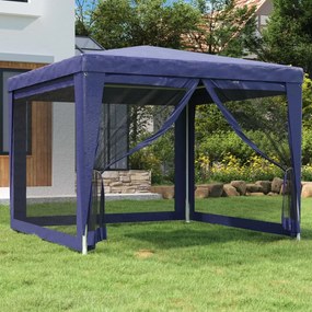 Party stan se 4 síťovanými bočnicemi modrý 3 x 3 m HDPE 319227