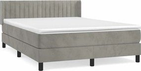 Box spring postel s matrací světle šedá 140x200 cm samet 3131081