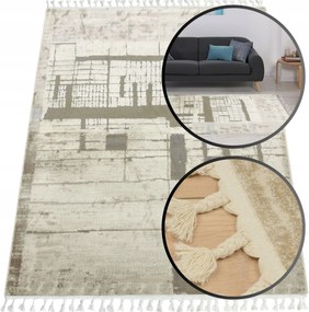 Béžový Turecký Koberec Shaggy Ankona Koberce Do Obývacího Pokoje Boho Loft 160x230