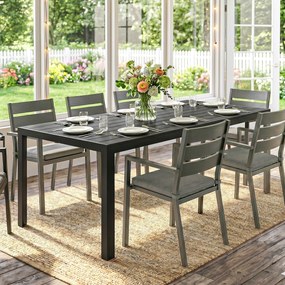 Outsunny zahradní stůl hliníkový stůl 120x70 cm pro zahradní terasu dřevo-plast polywood černý odolný proti povětrnostním vlivům a moderní | Aosom.de