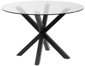 OnaDnes -20% Skleněný jídelní stůl Kave Home Argo 119 cm s černou kovovou podnoží