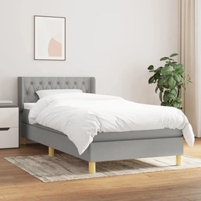 Box spring postel s matrací světle šedá 90x200 cm textil 3130481