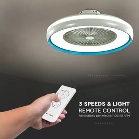 LED Stropní svítidlo s ventilátorem LED/45W/230V 3000/4000/6500K modrá