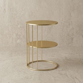 Kulatý konferenční stolek RODA z kovu s policí, 52 cm