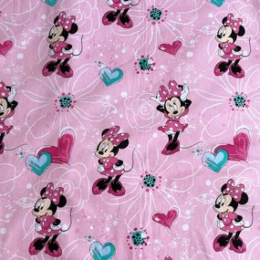 Růžové napínací bavlněné dětské prostěradlo 90x200 cm Minnie "Flowers" – Jerry Fabrics