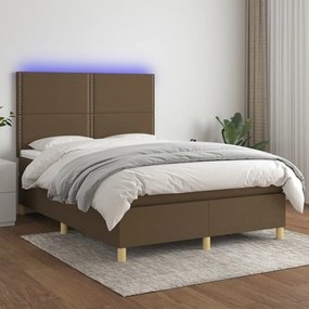 Fionshop 264254057 Box spring postel s matrací a Led tmavě hnědá 140x190