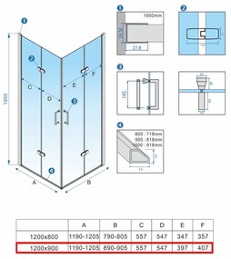 BPS-koupelny Obdélníkový sprchový kout HYD-OK13C 120x90 chrom/transparent - bez vaničky