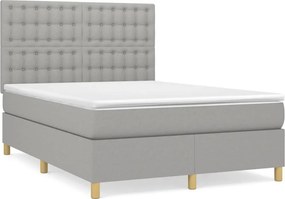 Box spring postel s matrací světle šedá 140 x 200 cm textil 3142657