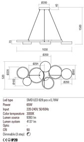 Redo Závěsné LED svítidlo Cronos, délka 103cm Barva: Bílá