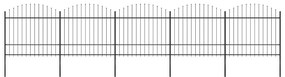 Zahradní plot s kopím nahoře ocelový 838 x 175 cm černý 277743