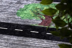 Dywany Łuszczów, Dětský kusový koberec Bambino 2092 Streets cars anthracite, 140x190, vícebarevná, dětský pokoj