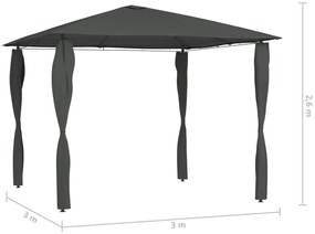 vidaXL Marketos Altán s krytými sloupky 3 x 3 x 2,6 m antracitový 160 g/m²