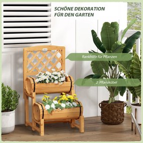 Outsunny vyvýšený záhon dřevěný truhlík na květiny s podpěrou pro šplhání 45 x 45 x 80 cm rustikální design pro zahradu terasu balkon žlutý zeleninov…