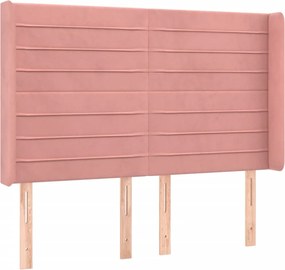 Box spring postel s matrací a LED růžová 140x200 cm samet 3139630