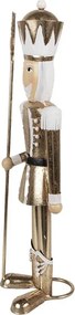 Zlatá antik kovová dekorace socha Louskáček - 11*9*36 cm