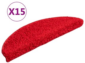 vidaXL Marketos Schodové rohože 15 ks 56 x 17 x 3 cm červené, půlkulaté