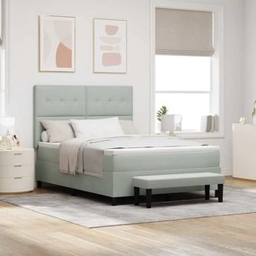 Postel s boxspringem s čelo Světle šedá 200 x 140 cm samet 3344516