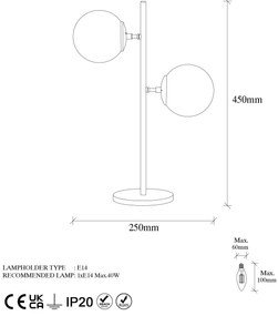 OPVIQ Stolní lampa FAZLI černá čiré sklo