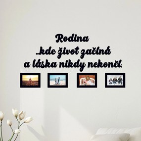 dřevo života Dřevěný fotorámeček Rodina kde života začíná Zvolte barvu dekoru: Černá, Zvolte velikost fotografie (cm): 9x13