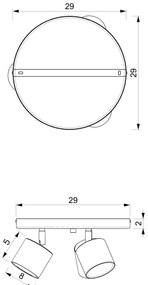 Bodové svítidlo Dixie, 3x růžové kovové stínítko, w/ch, o