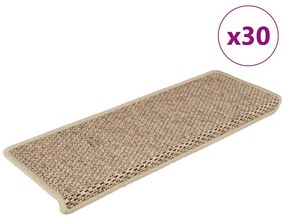 Samolepicí rohože na schody Sisal-Look 30 ks 65x21x4 cm Písek 3365891