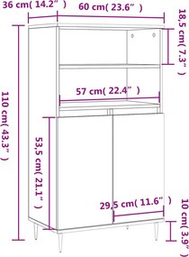 vidaXL Skříň highboard 60 x 36 x 110 cm kompozitní dřevo [831477] Barva: šedá sonoma