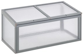 Outsunny skleník s krytem, odolný proti povětrnostním vlivům, ze dřeva a polykarbonátu, šedý, 90x46x40cm| Aosom