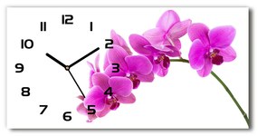 Wallmuralia Skleněné hodiny na stěnu Růžová orchidej 60x30 cm