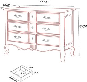 Komoda Venezia 127 cm z masivu béžová