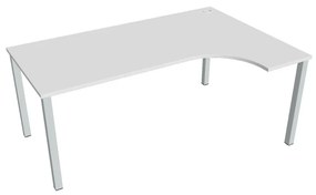 Stůl ergo oblouk levý 180×120/80 cm - Hobis Uni UE 1800 L Dekor stolové desky: bílá, Barva nohou: Stříbrná