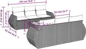 7dílná zahradní sedací souprava s poduškami béžová polyratan 3253445