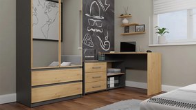 FALCO Psací stůl s komodou Dado antracit/dub artisan